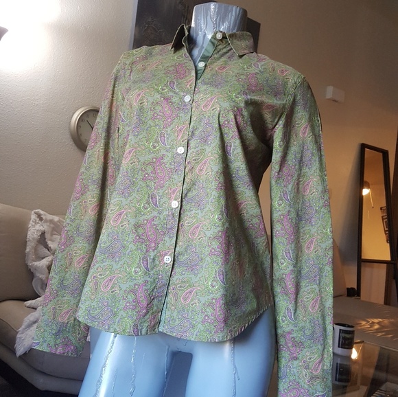 Charter Club | Tops | Green Pink Purple Paisley Professional Work Shirt ...